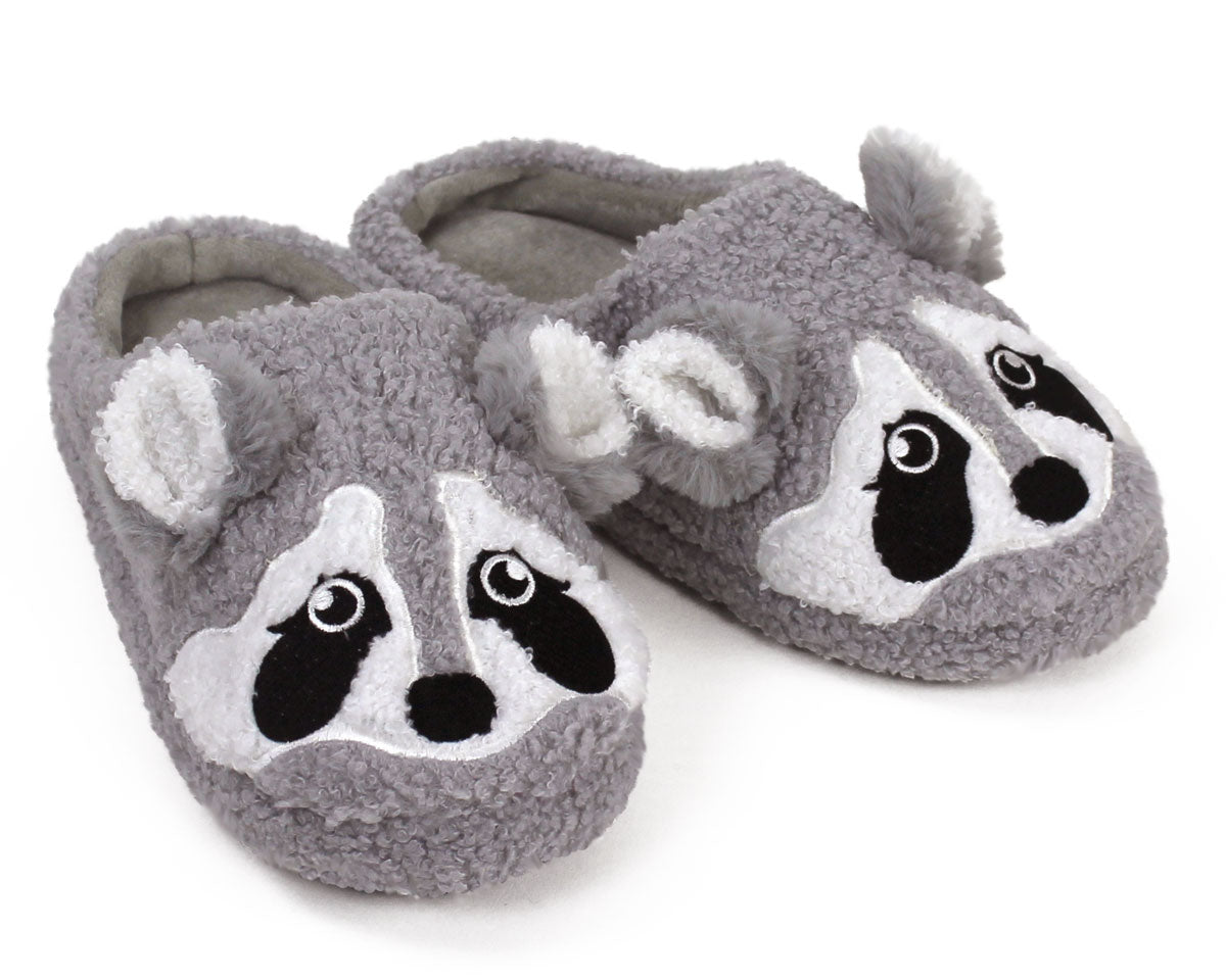 Gray Raccoon Slippers | Plush Raccoon Animal Slippers – BunnySlippers.com