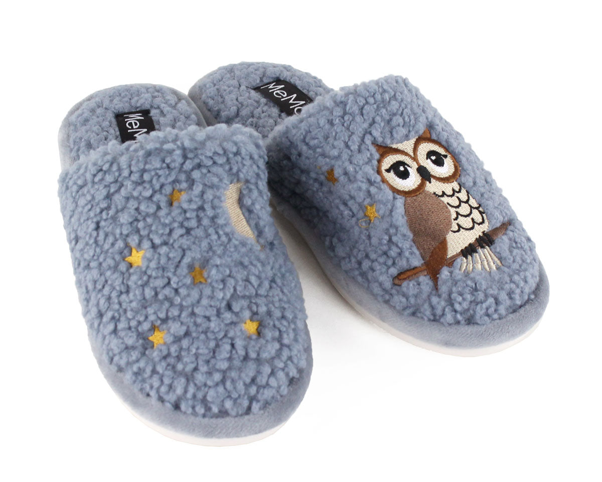 Night Owl Slippers | Plush Moon and Stars Slippers – BunnySlippers.com