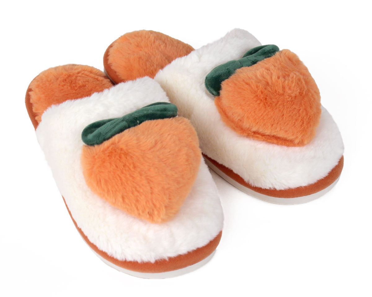 Peach Slippers | Plush Fruit Slippers – BunnySlippers.com