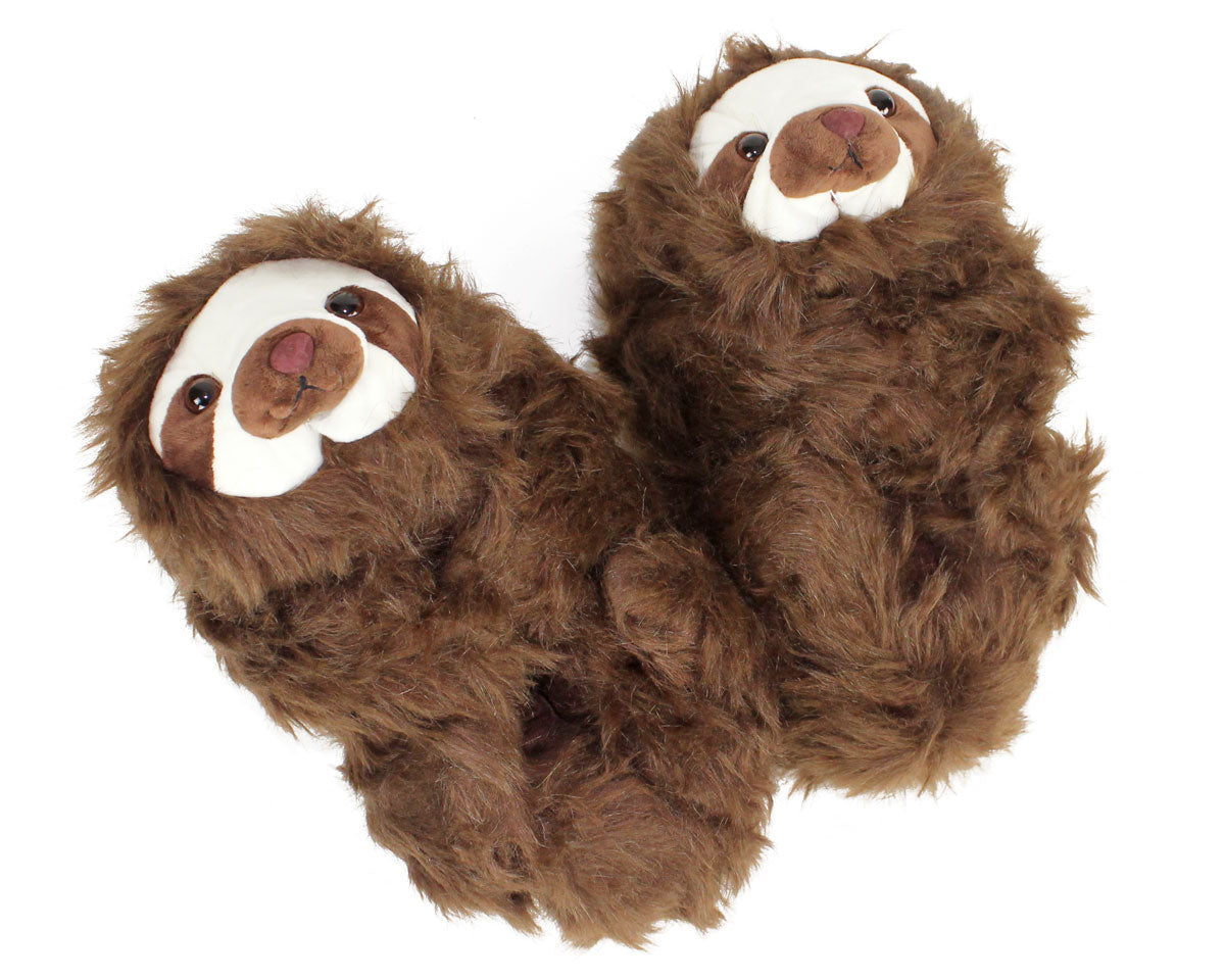 Fuzzy Sloth Slippers | Plush Sloth Animal Slippers – bunnyslippers.com